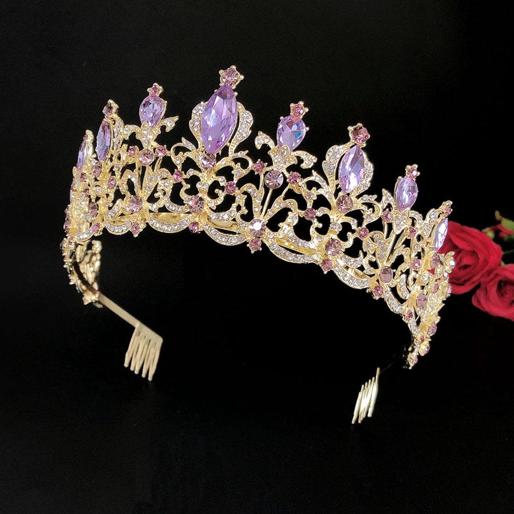 COSMOBETTY Bridal Headpiece Violet Rhinestone 1Pc 6.3X6.3X2.4In ...