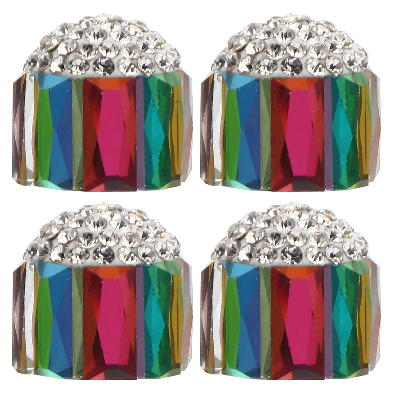 Worgeous Wheel Caps For Tyres 1 Set White Rhinestone Valve Cap Round ...