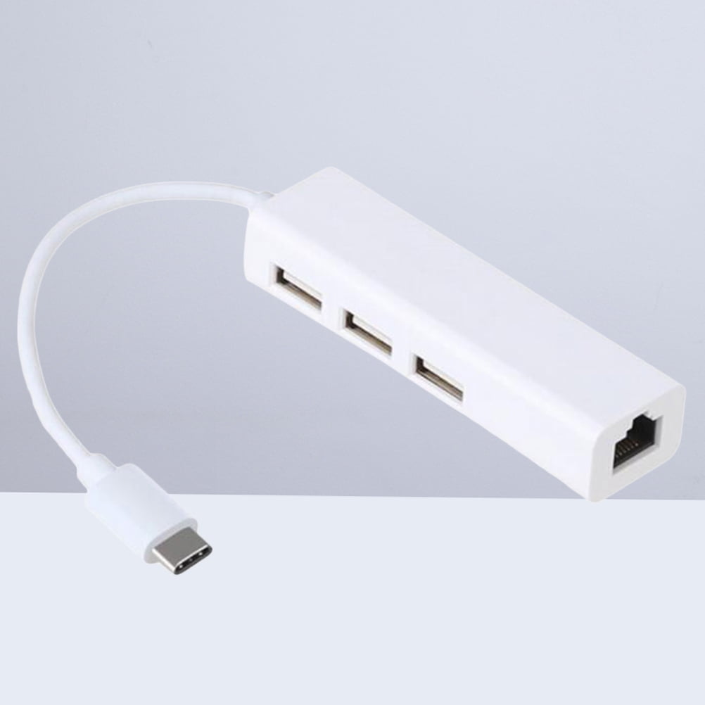 Worgeous White LAN Adapter with 3 USB 2.0 Hub for Data Transfer and ...