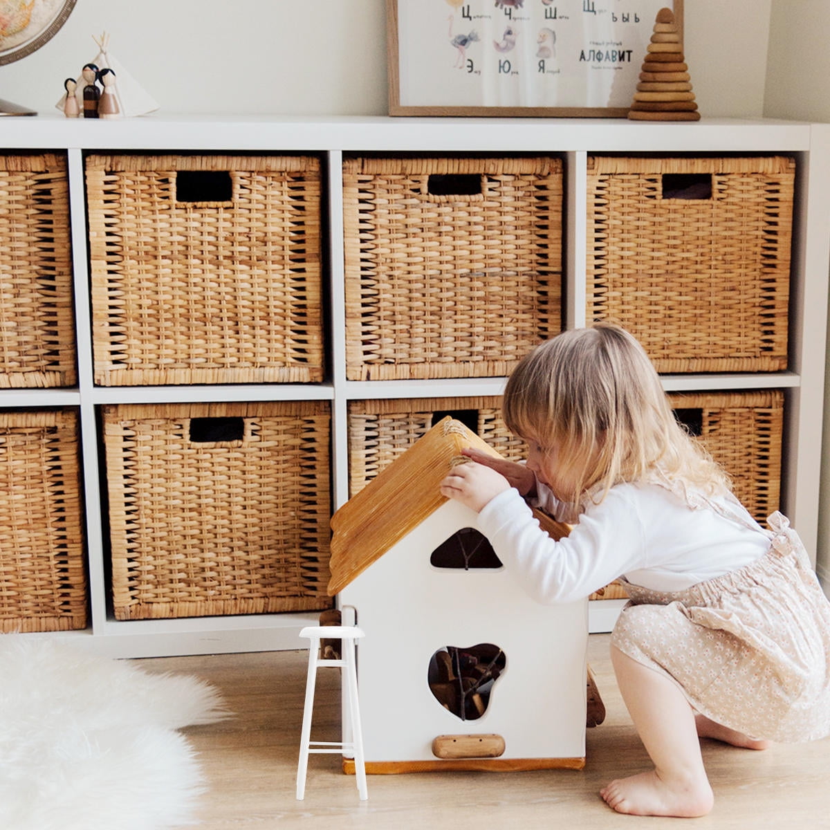 Worgeous White Mini Bar Stool Decorative Plastic Furniture Model for ...