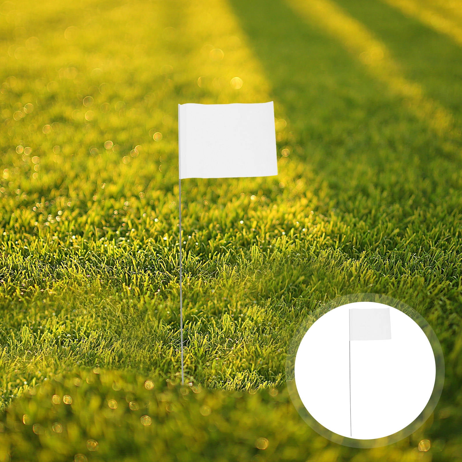 Worgeous White PVC Marking Flags with Steel Wire Poles for Garden ...