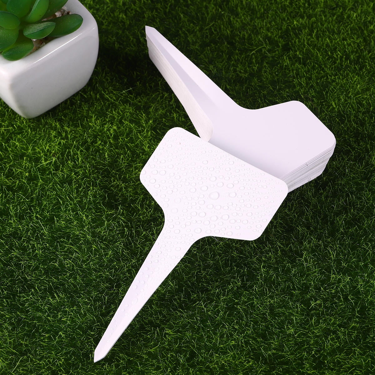 Worgeous White Waterproof Plastic Plant Labels for Garden Use 100pcs T ...