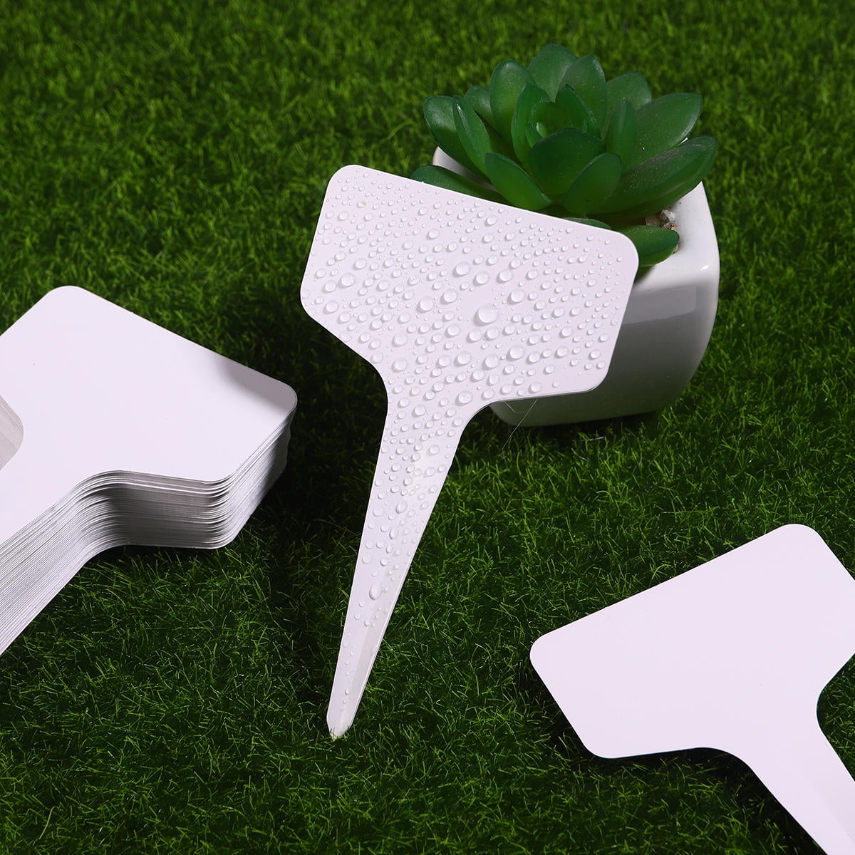 Worgeous White Waterproof Plastic Plant Labels for Garden Use 100pcs T ...