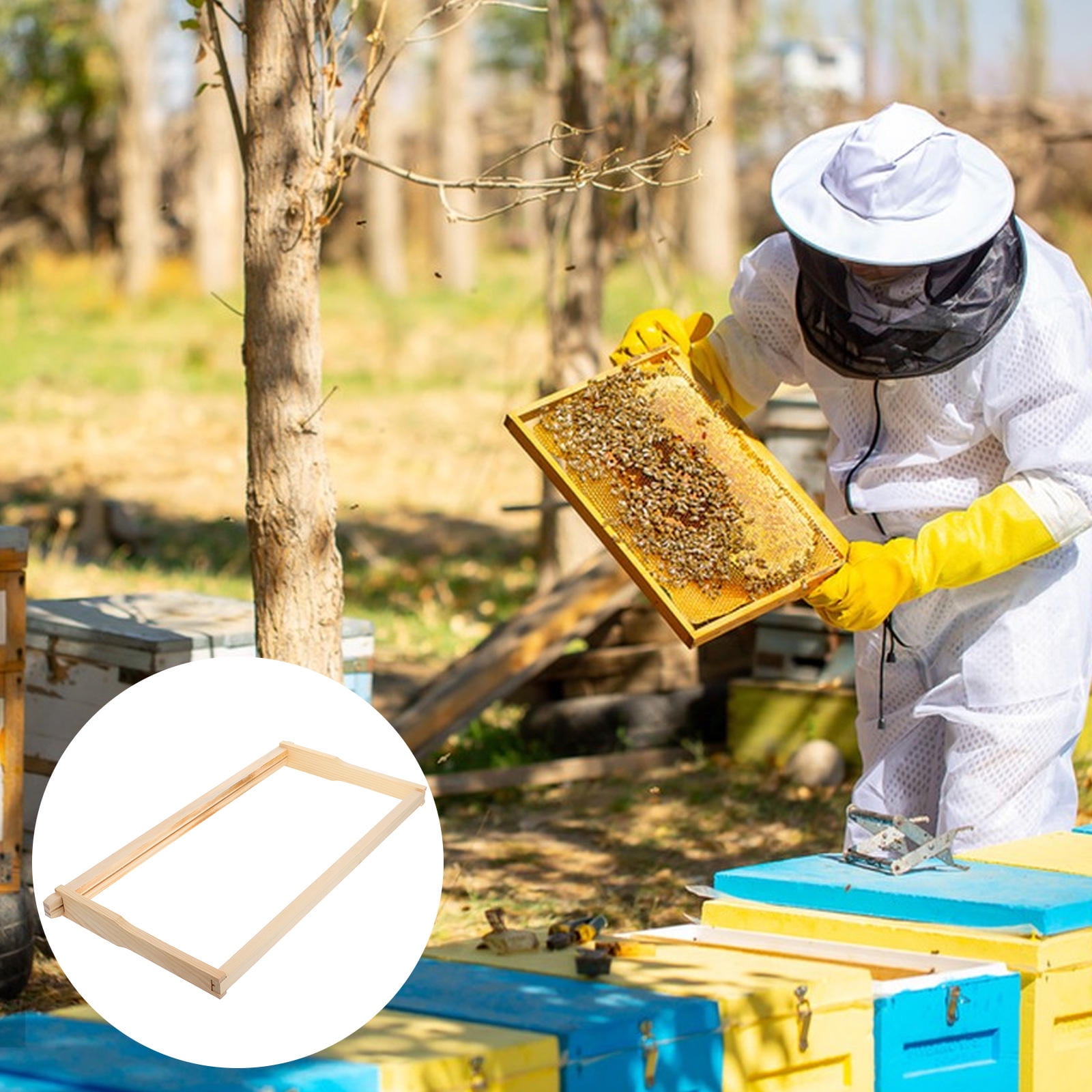 Worgeous Wood Beehive Frame Beekeeping Beehive Frame Nest Foundation ...