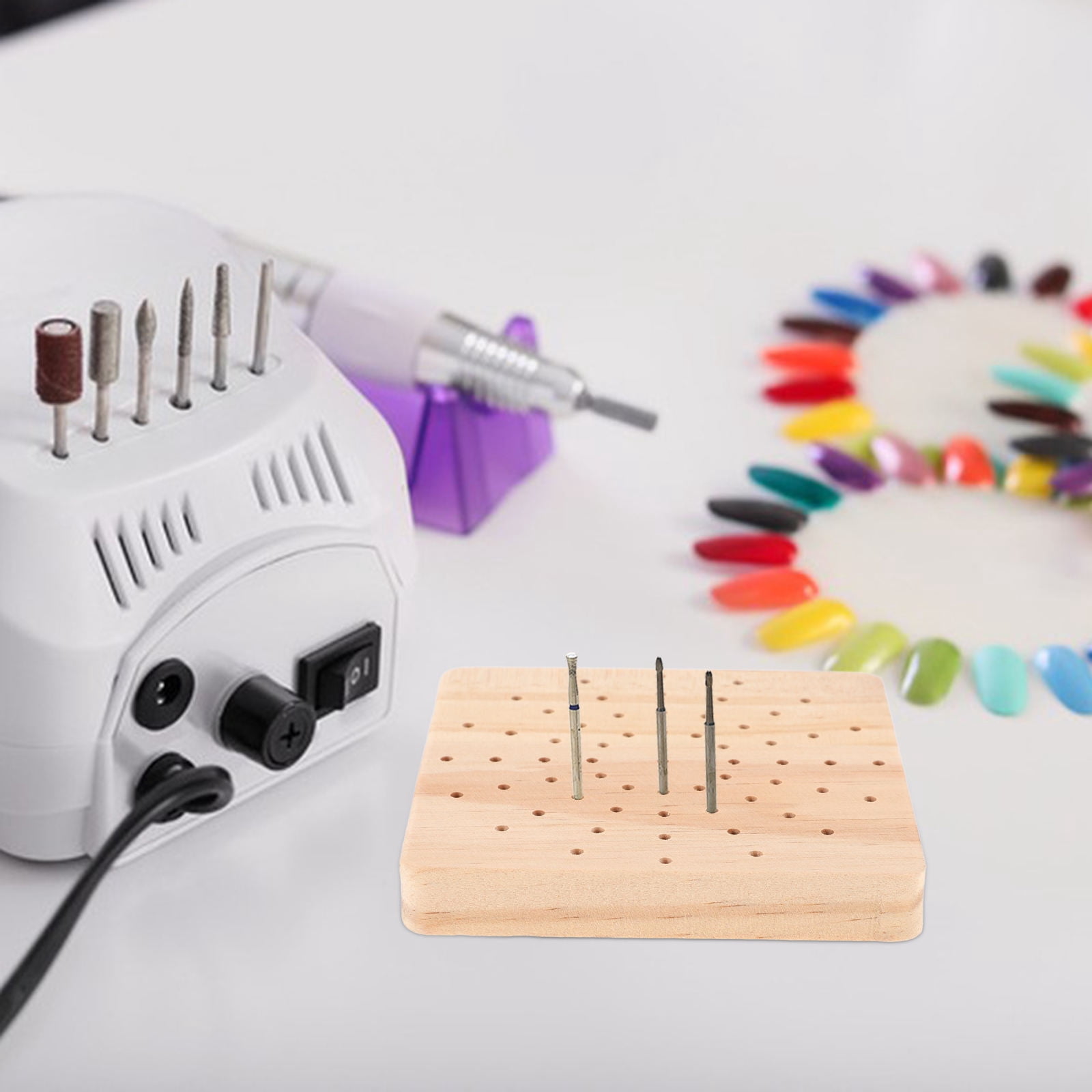 COSMOBETTY Nail Drill Bit Holder Beige 1Pcs 3.9X3.9X0.6In - Walmart.com