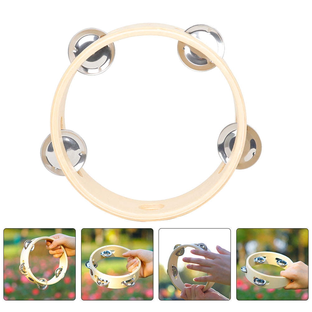 Worgeous Wood Tambourine with Bell for Kids Playing Beige Color ...