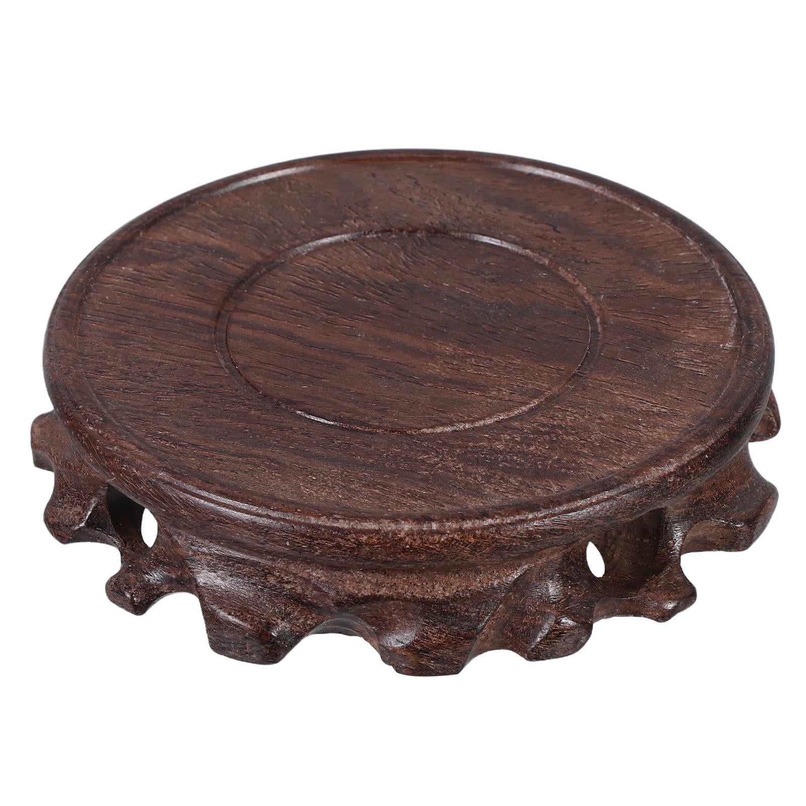 Worgeous Wooden Display Stand Base Circular Wood Carved Pedestal ...