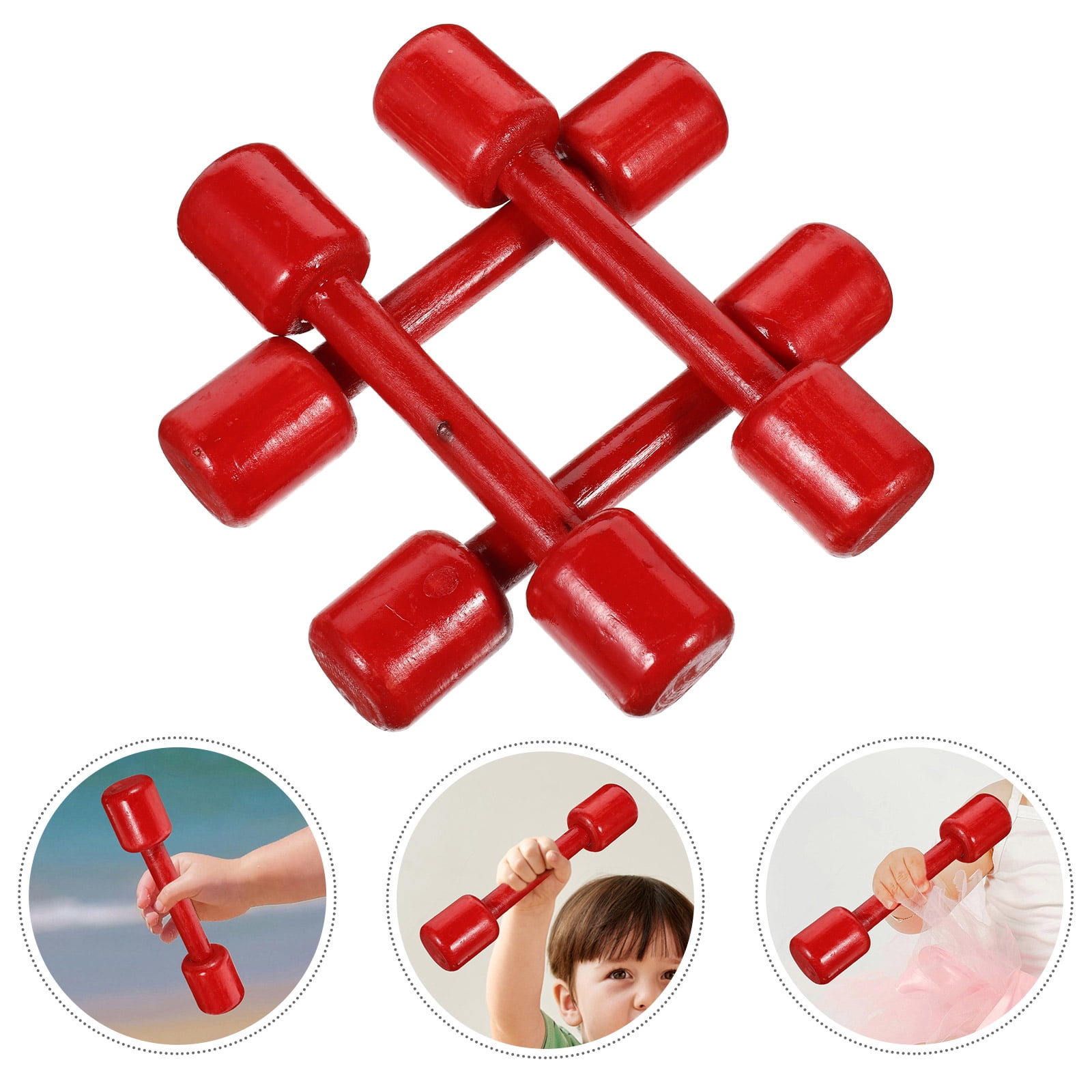 Worgeous 4pcs Children's Wooden Dumbbells Exercise Toy Weightlifting ...