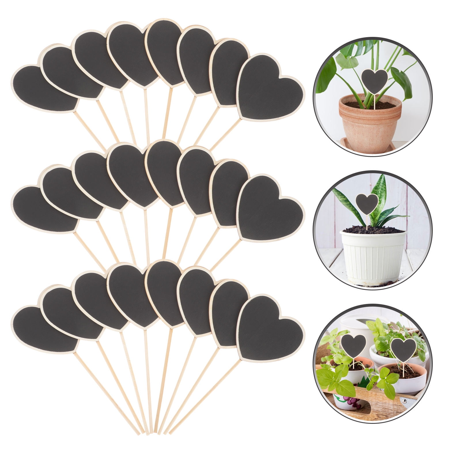 Raindrops Insertable Reusable Wooden Heart Plant Markers For Garden ...