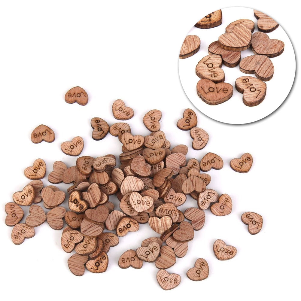 Worgeous Wooden Hearts Embellishments for Wedding Decor with Love Words ...