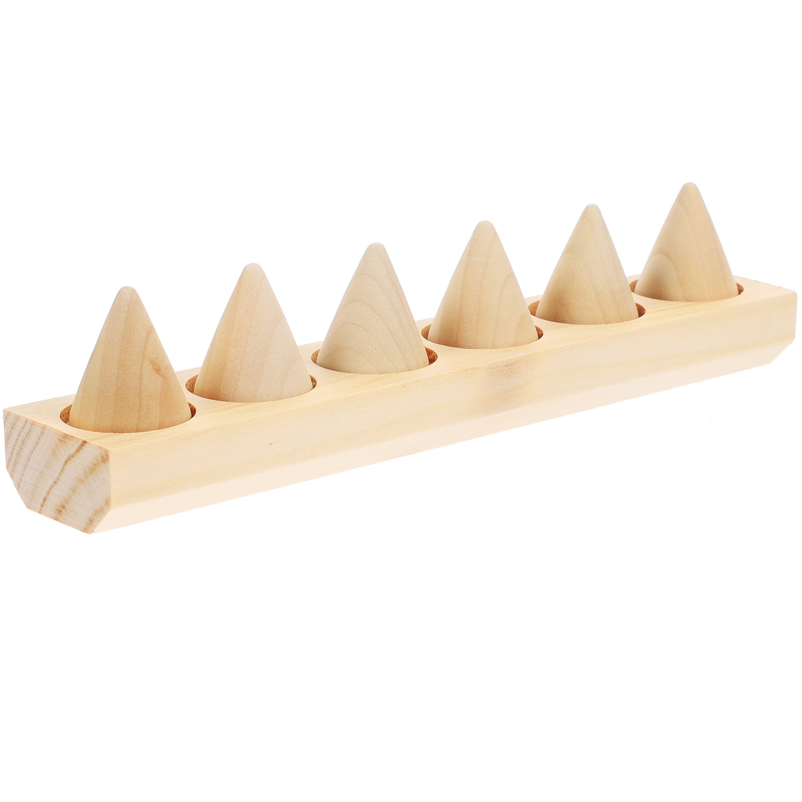 Worgeous Wooden Ring Rack Cone Shaped Ring Display Stand Desktop Ring ...