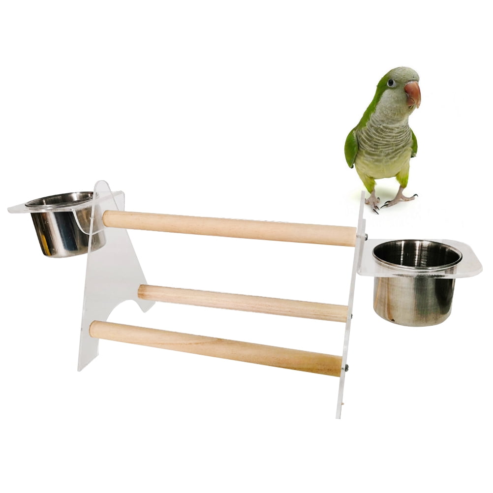 Worgeous Wooden Tripod Model Home Parrot Pet Bird Perch Cup Stand ...