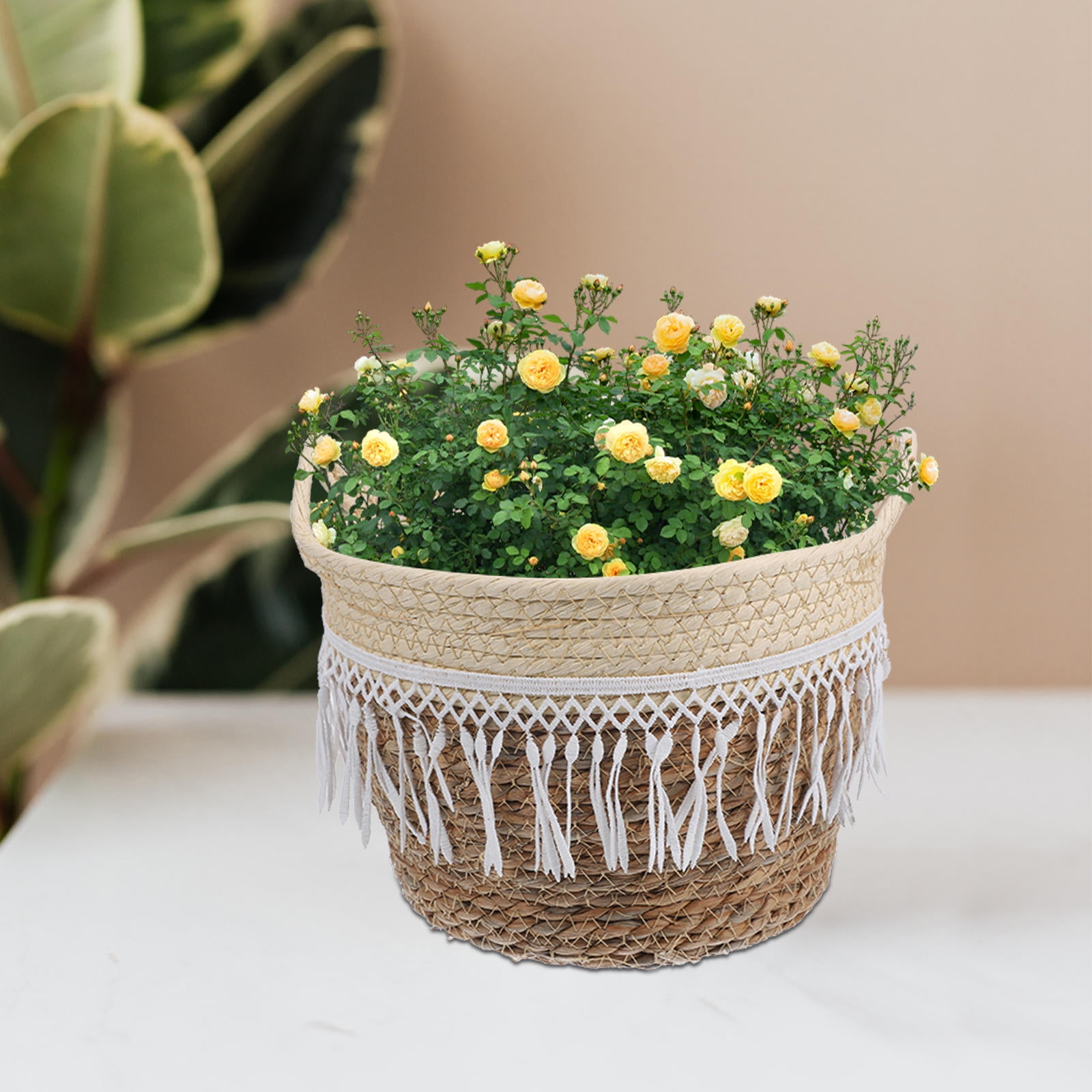 Worgeous Woven Flower Basket Hand Planter Plants Rustic Decor Travel ...