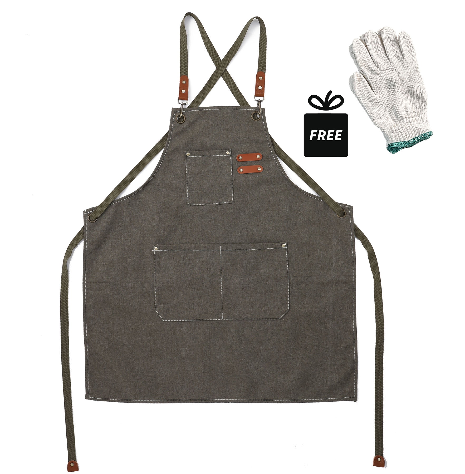Work Apron Premium Canvas with Large Pockets - Ideal for Chefs ...
