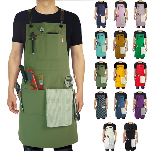 Stenffy Canvas Work Apron, Extra Large, Adjustable Cross Back, 100% ...