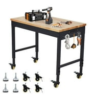 Odaof 60" Adjustable Heavy-Duty Workbench with Drawer ,Rubber Wood Top ...