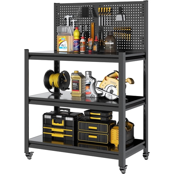 Work Bench with Pegboard,Heavy Duty 3000lbs Capacity Workbench with ...