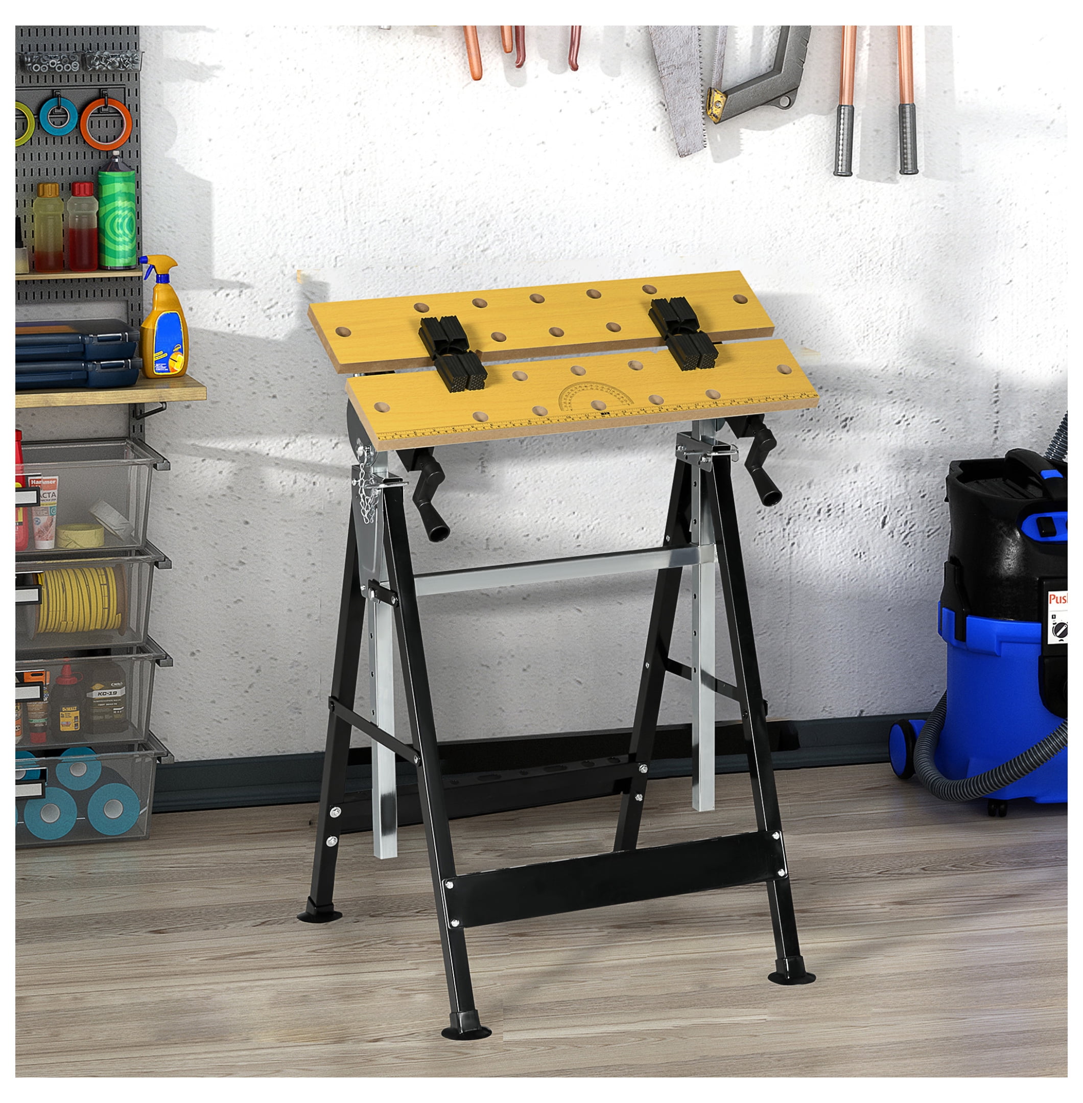 Work Bench Tool Stand, Adjustable Height & Angle Carpenter Table with ...