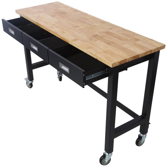Work Bench, Workbench with Drawer Storage, Heavy Duty Bamboo Wood Work ...