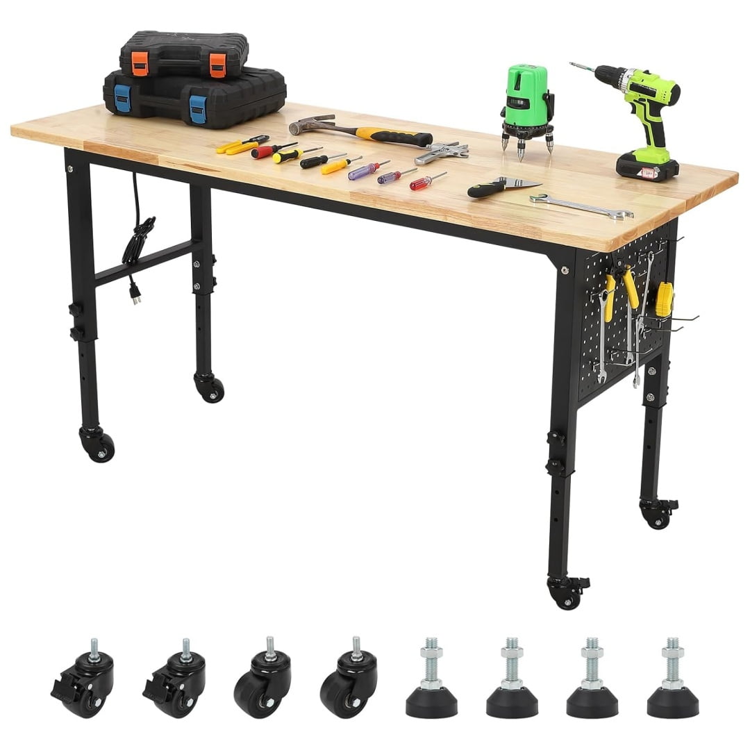 Work Benches for Garage, Garage Workbench with Wheels,Adjustable Height ...