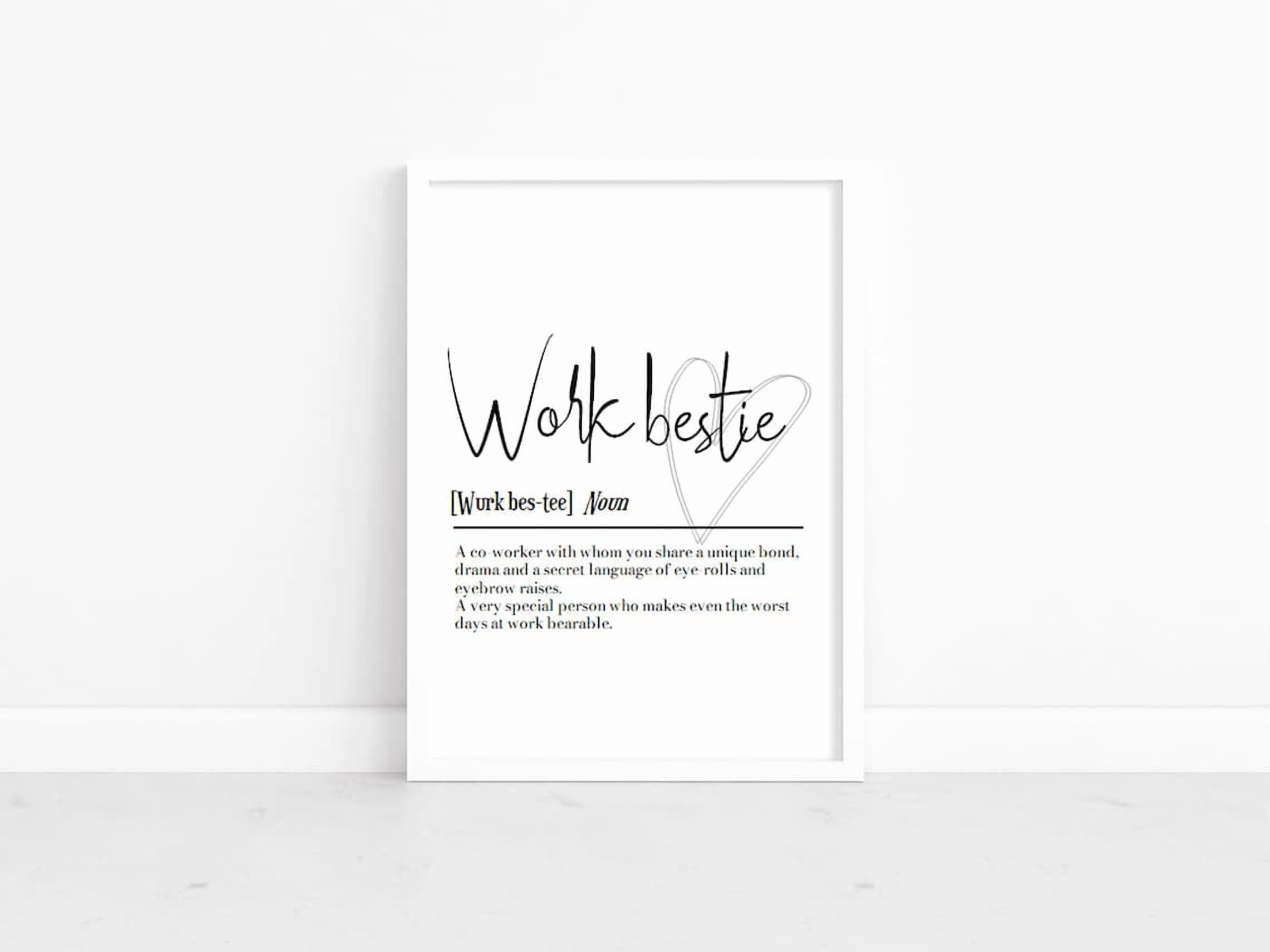 Work Bestie Definition Print, Work Friend Gift, Birthday Colleague ...