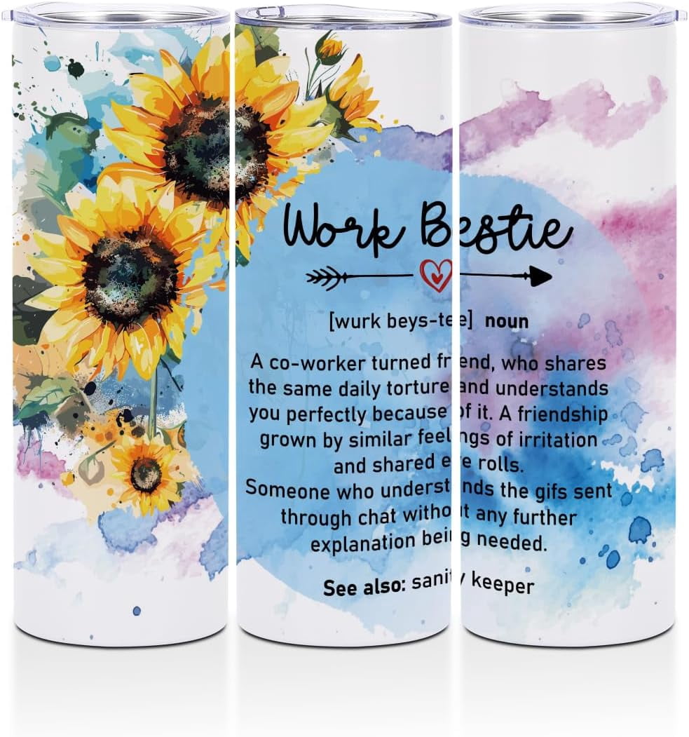 Work Besties Gifts for Women, Stainless Steel Straight 20 Oz Tumbler ...