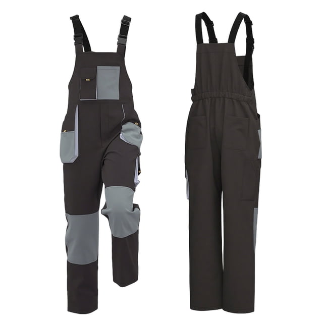 Work Bib and Brace Overalls Patchwork Multiple Pockets Length Pants ...