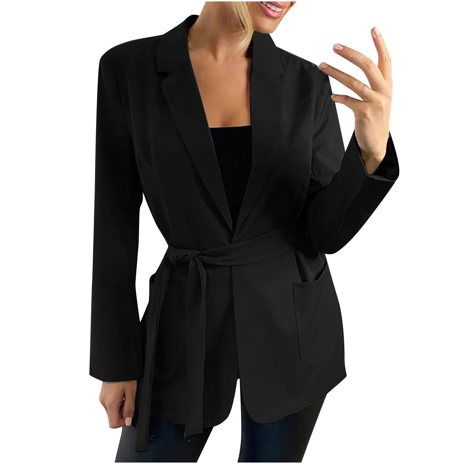 Work Blazers for Women Office Professional Solid Color Long Sleeve ...