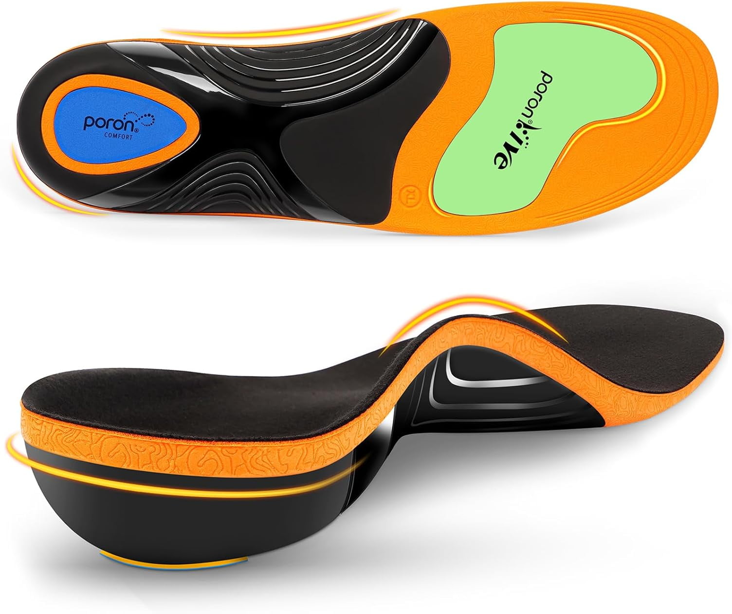 Work Boot Insoles for Standing All Day, High Arch Support Orthotic Shoe ...