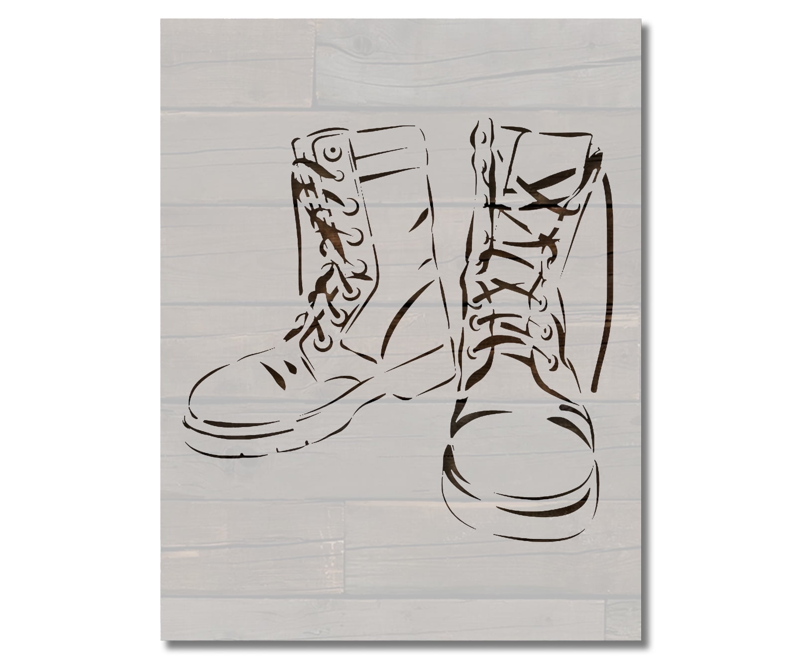 Work Boots Military Army Marines Soldier Stencil Template Reusable 8.5 ...
