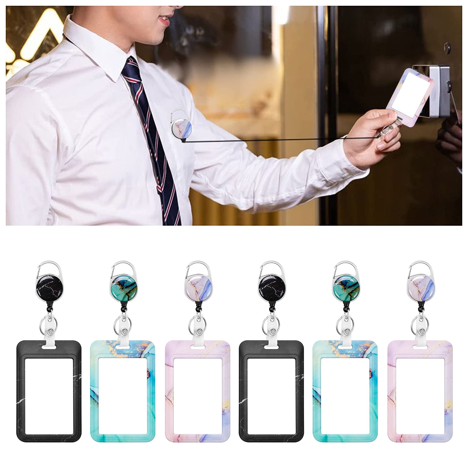 Work Card Clip with Metal Hook Stretchable Carabiner Clip Nurse Doctor ...