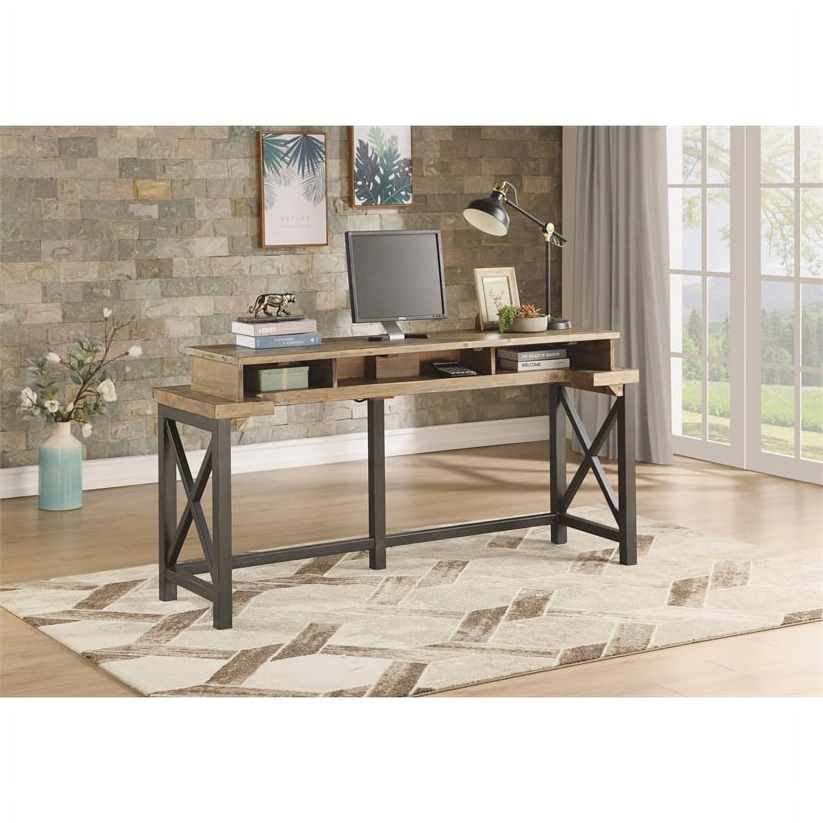 Work Console made from Solid Light Brown Acacia Wood - Walmart.com