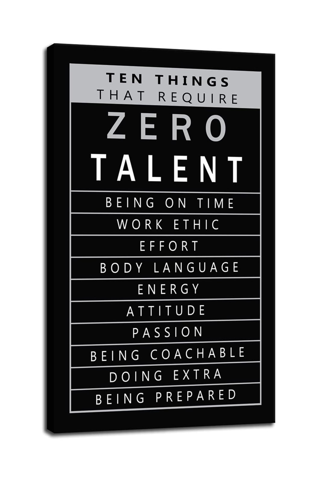 Work Ethic Motivational Wall Art - Ten Things That Require Zero Talent ...
