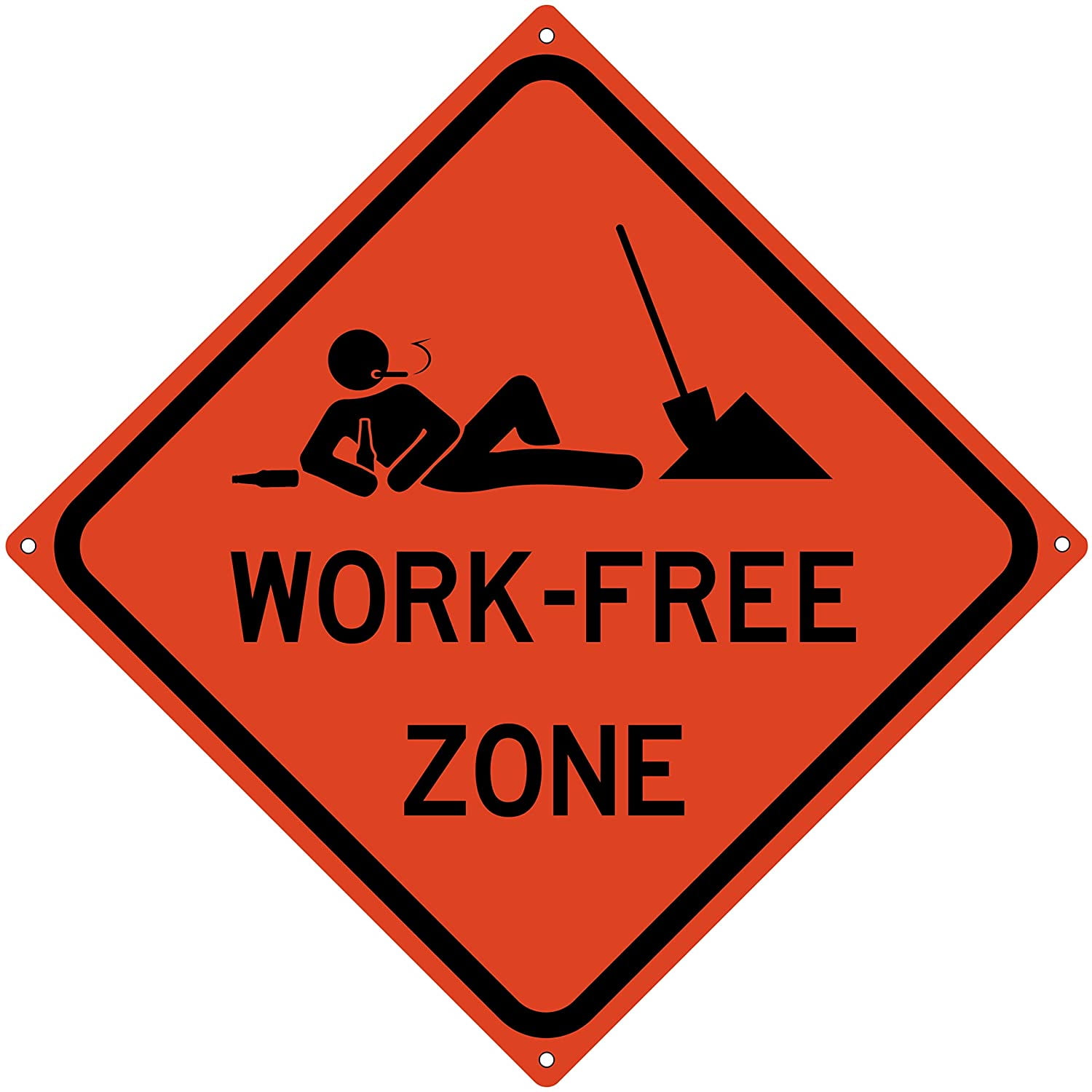 Vintage Metal 12"x12" 'Work Free Zone' Garage Decor Sign - Fun Anti ...