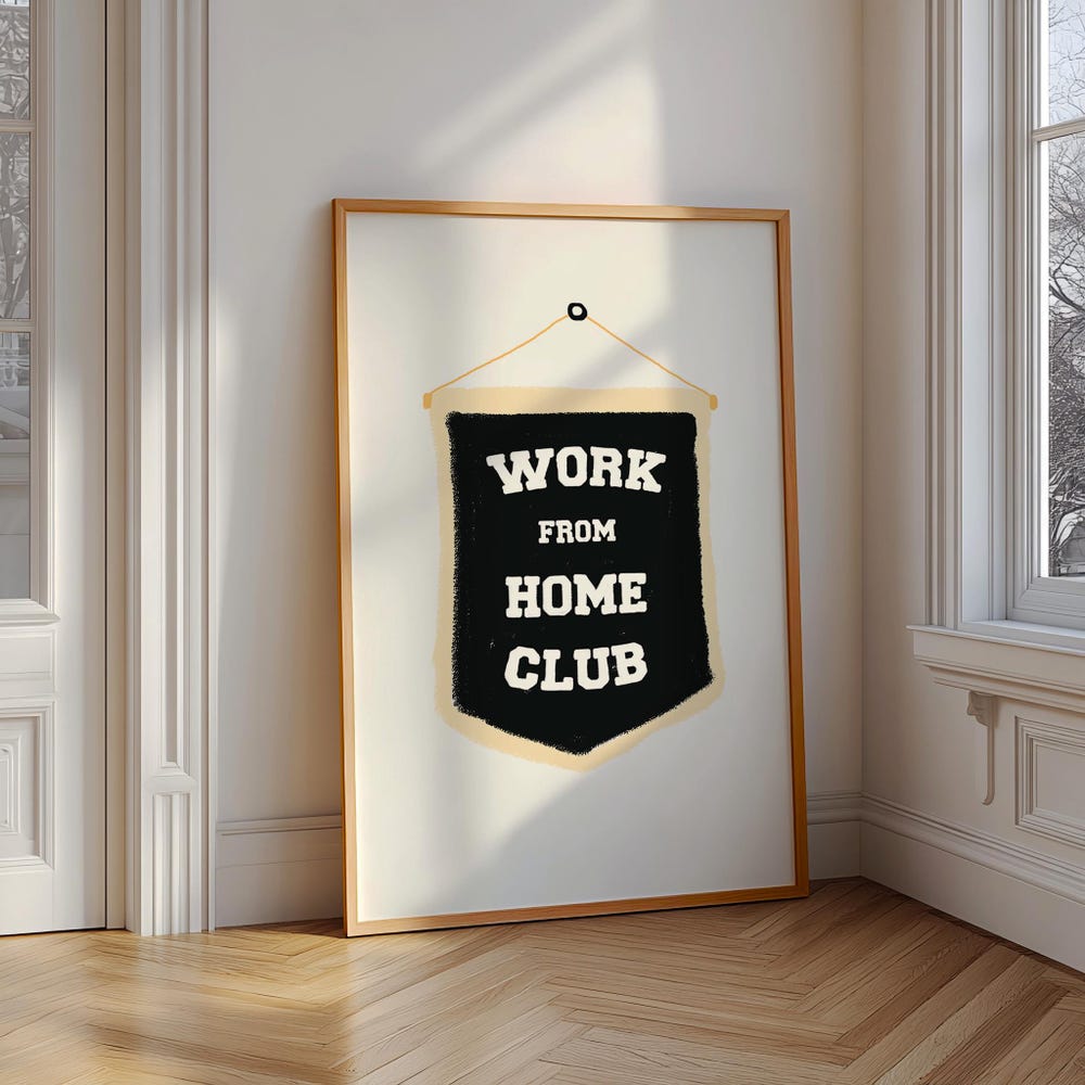 Work From Home Club Print Pennant Black Flag Office Wall Art Funny ...