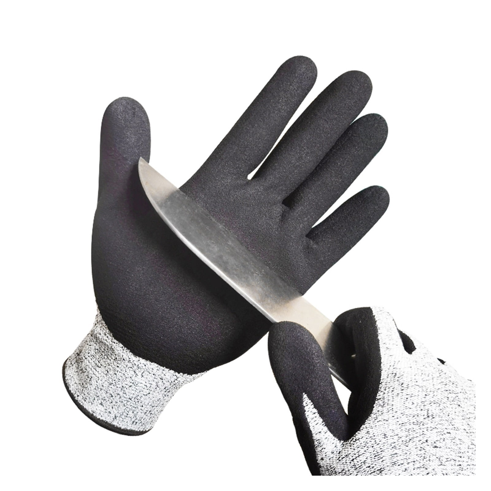 Work Gloves Black Nitrile Sandy Coating Cut Resistant Gloves Anti Slip ...