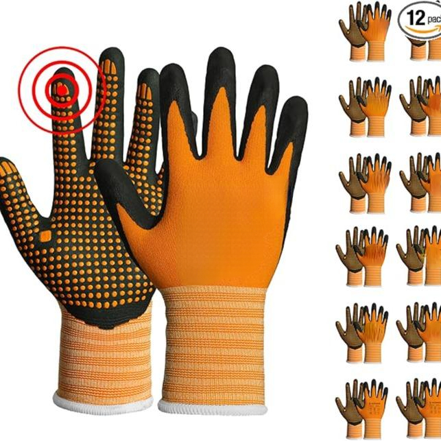 Work Gloves MicroFoam Nitrile Coated, ANSI A1 Cut Resistant Working ...