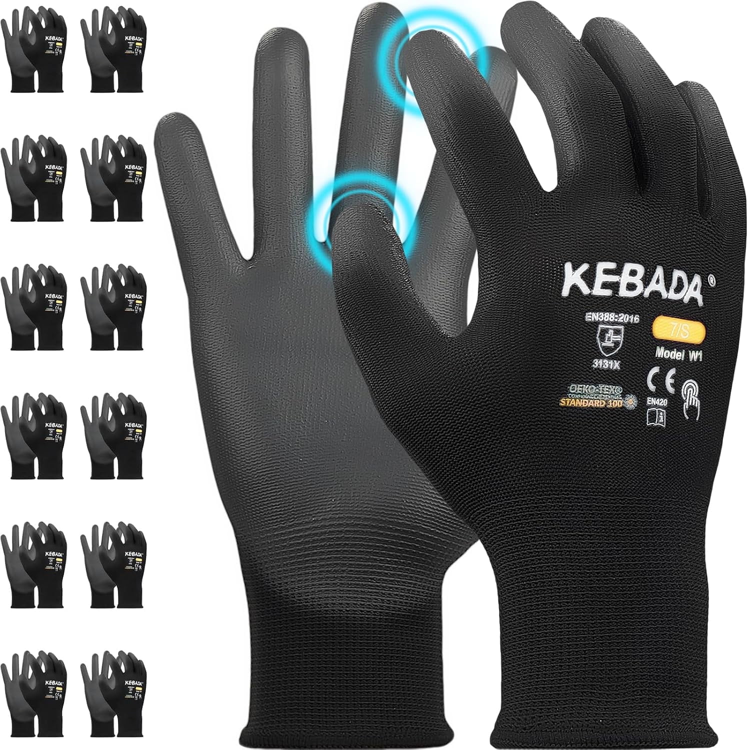 Work Gloves for Men and Women, 12 Pairs PU-Coated Gloves for Work ...