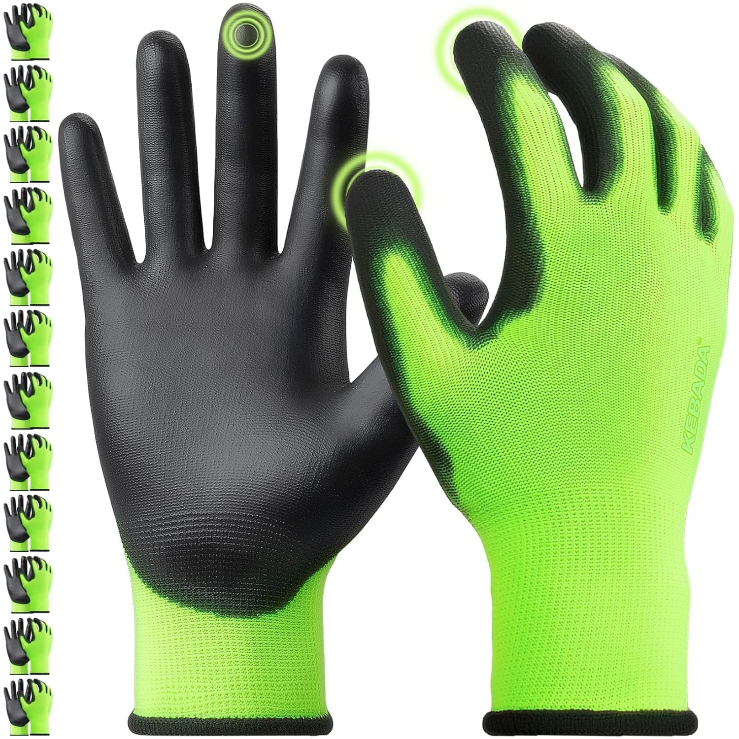 Work Gloves for Men and Women, 12 Pairs PU-Coated Gloves for Work ...