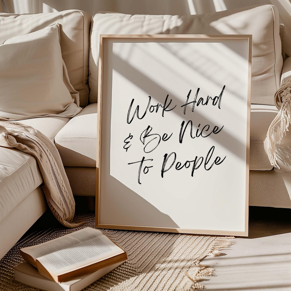 Work Hard Be Nice Inspirational Quote Art, Unframed Canvas Size 8x12 ...