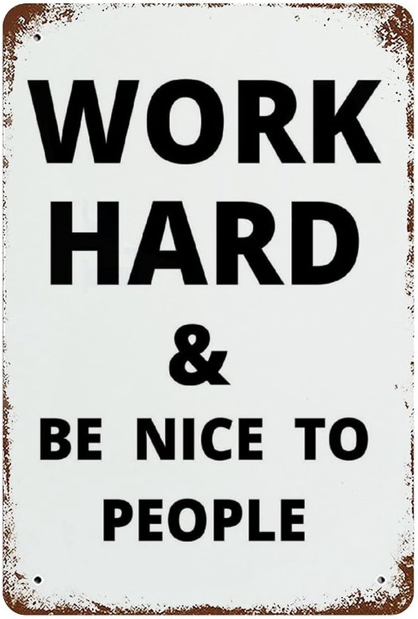 Work Hard & Be Nice to People Office Decor Motivational Quote Wall Art ...
