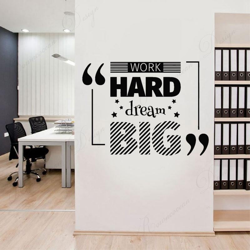 Work Hard Dream Big Office Quote Wall Sticker Vinyl Interior Decor Wall ...