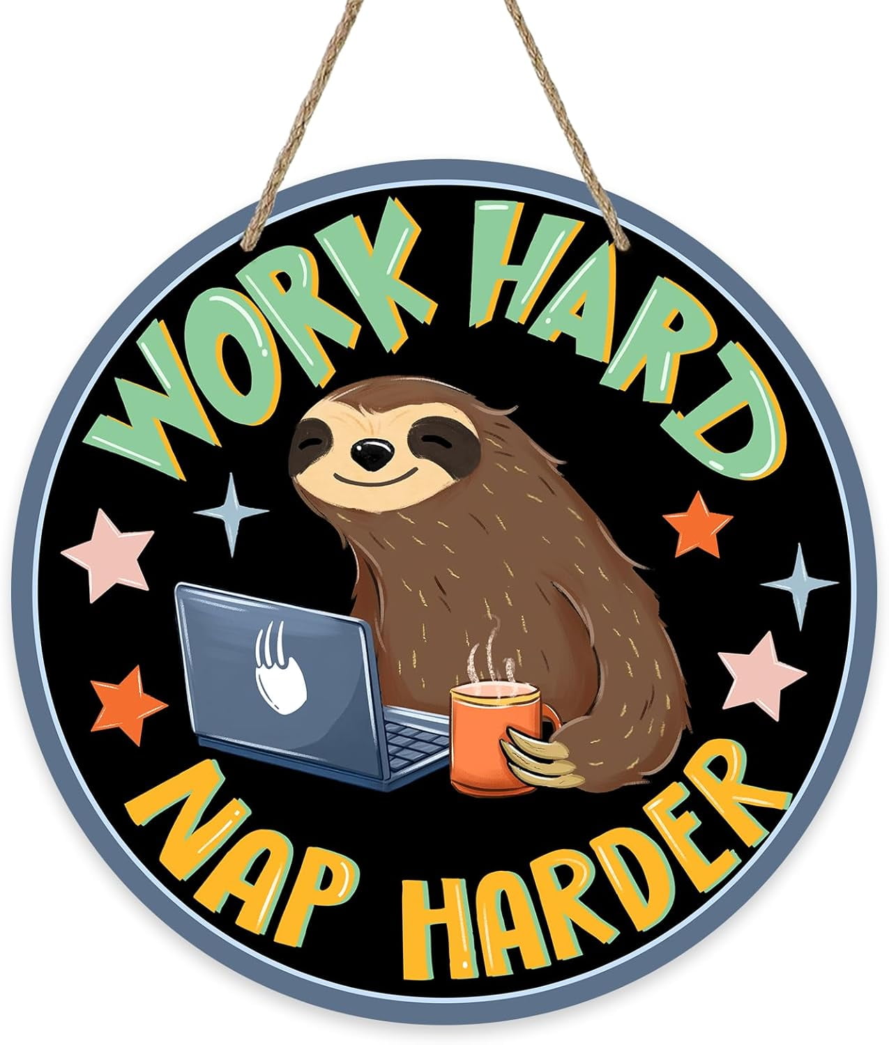 Work Hard Nap Harder Sloth Front Door Sign, Lazy Animal Wood Door ...