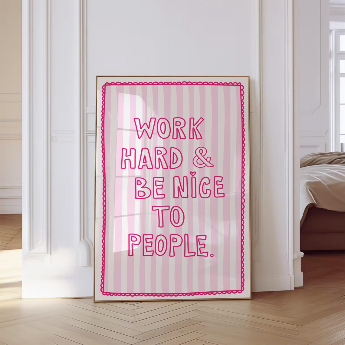 Work Hard & Be Nice To People Wall Art, Positive Quote, Print ...