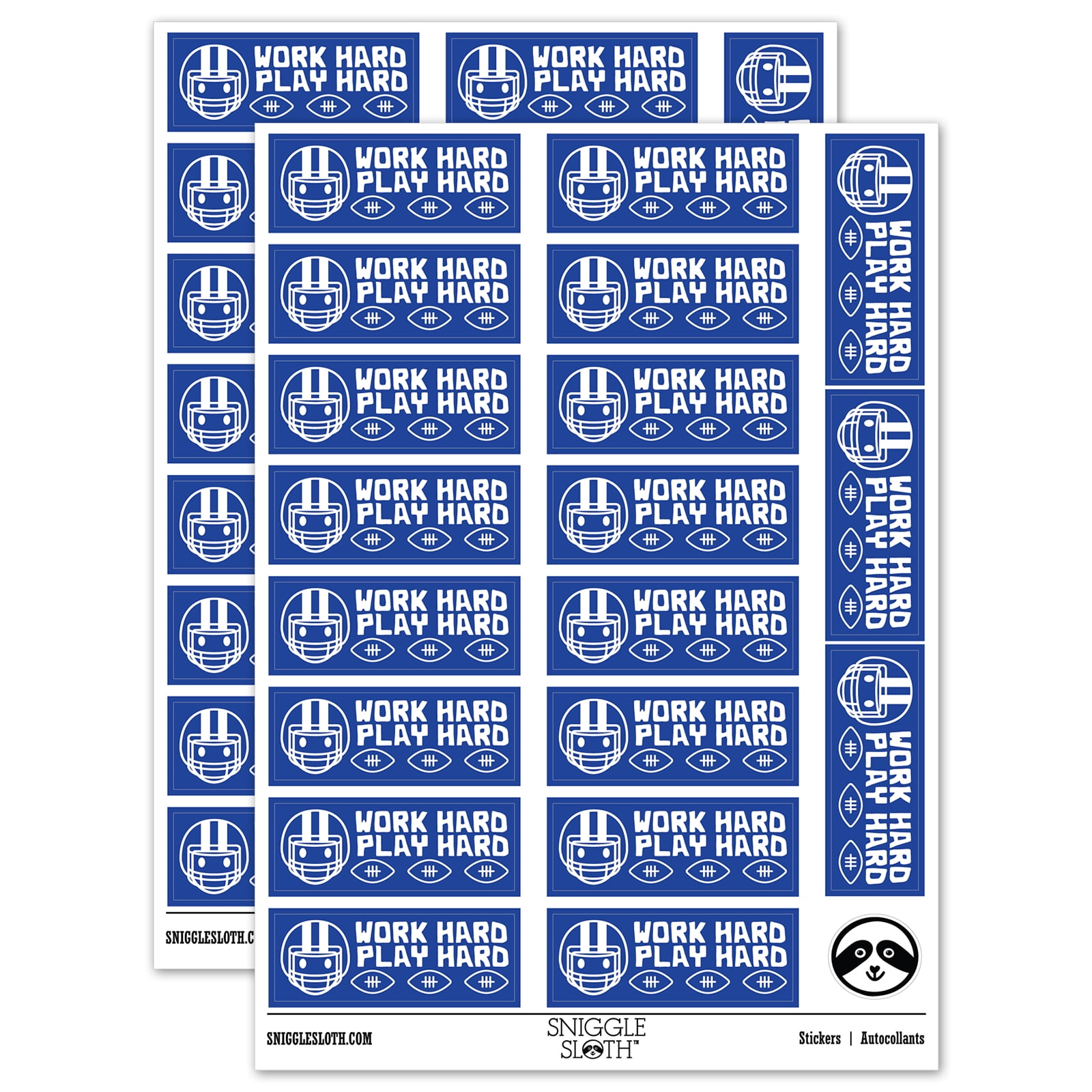 Work Hard Play Hard Football Teacher Student School Sticker Set - Dark ...