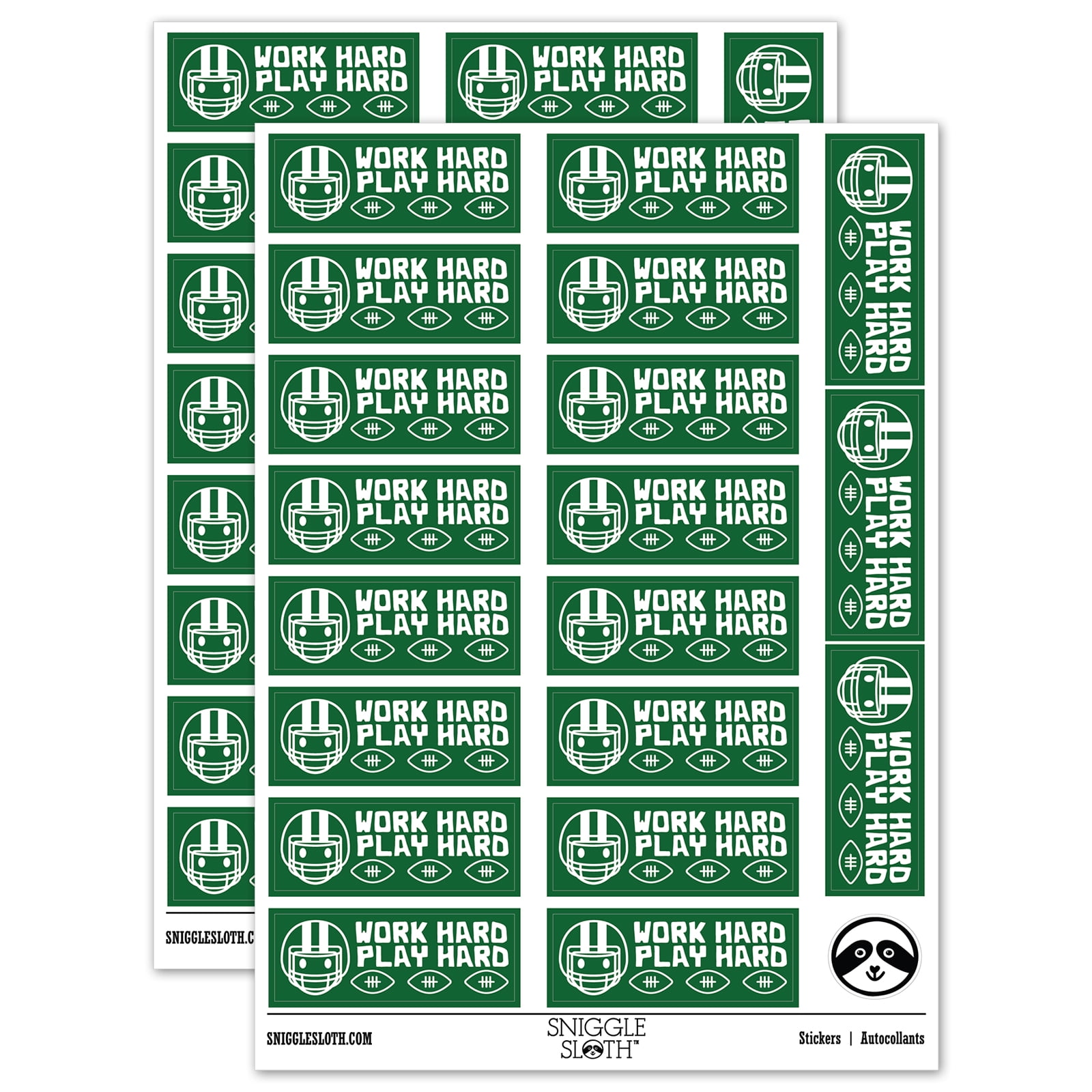 Work Hard Play Hard Football Teacher Student School Sticker Set - Dark ...