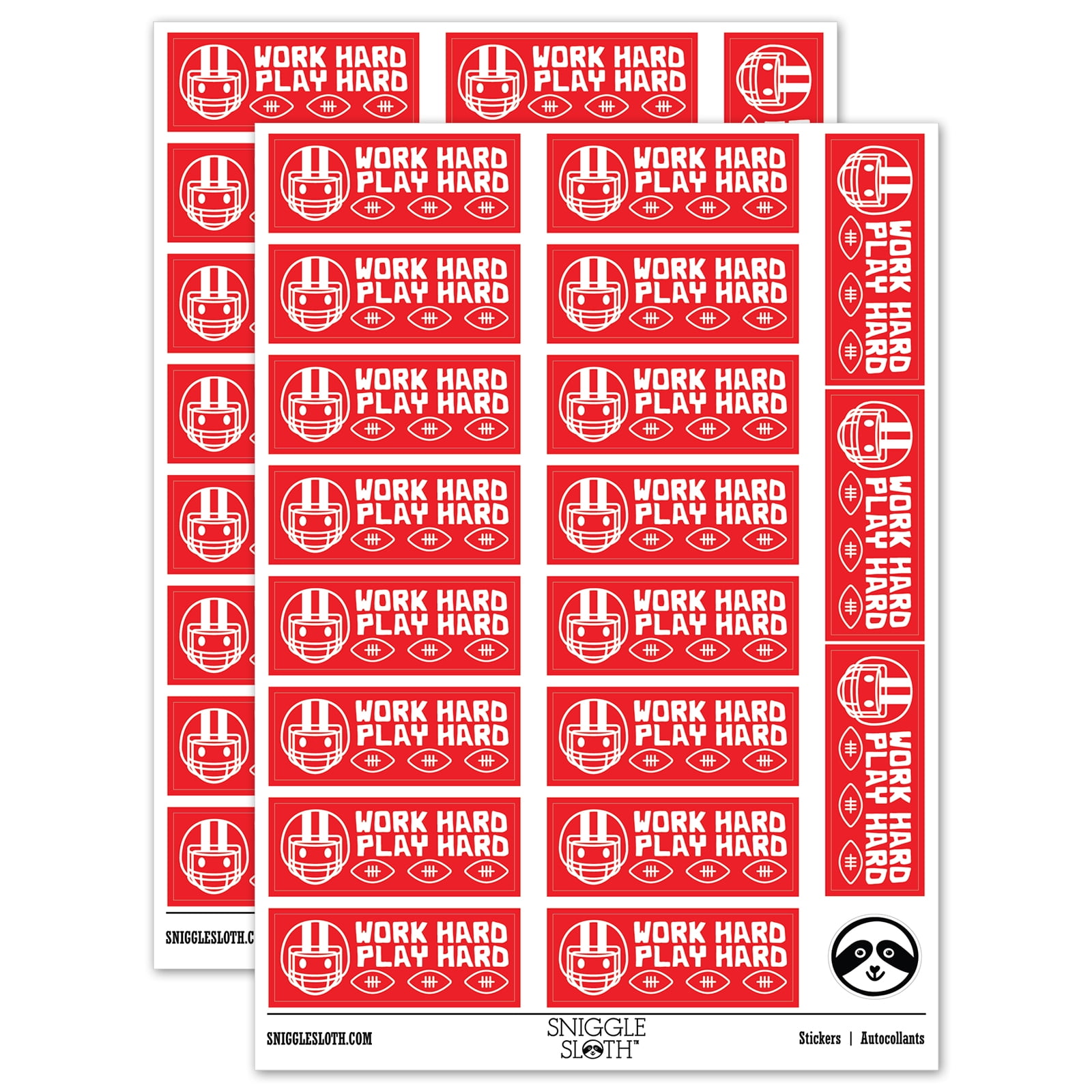 Work Hard Play Hard Football Teacher Student School Sticker Set - Red ...