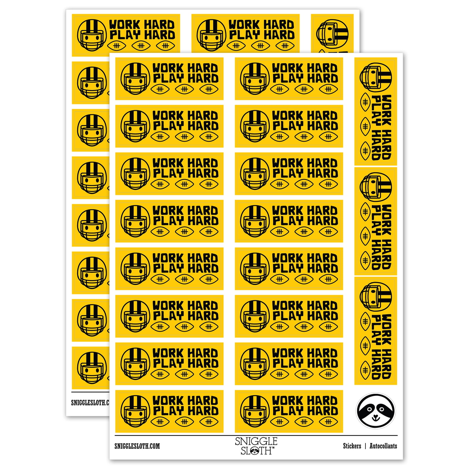 Work Hard Play Hard Football Teacher Student School Sticker Set ...