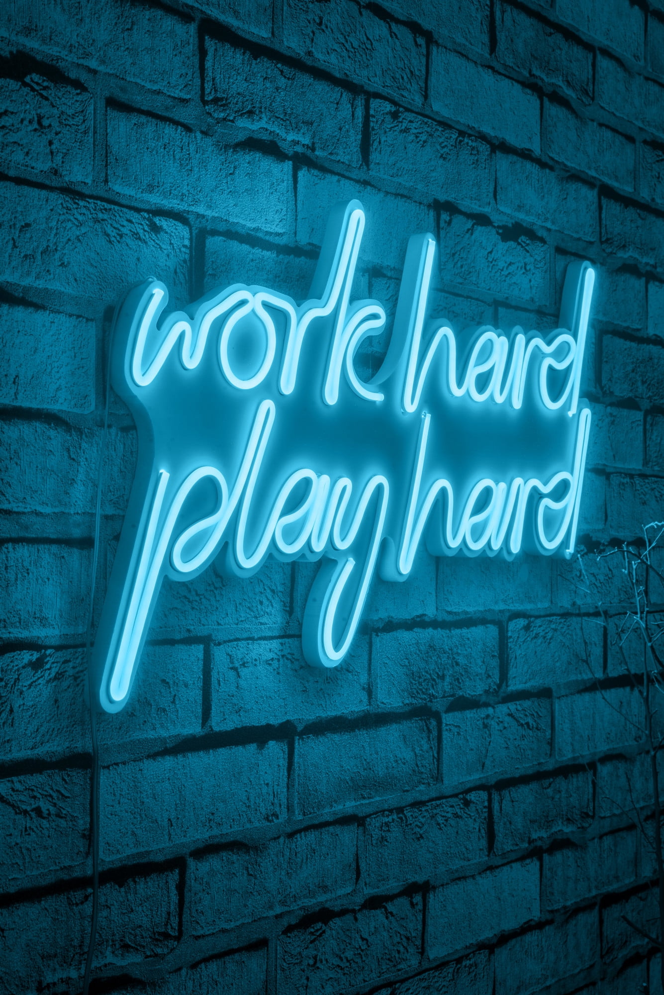 Work Hard Play Hard Neon Light, Glow Your Space with Blue Work Hard ...