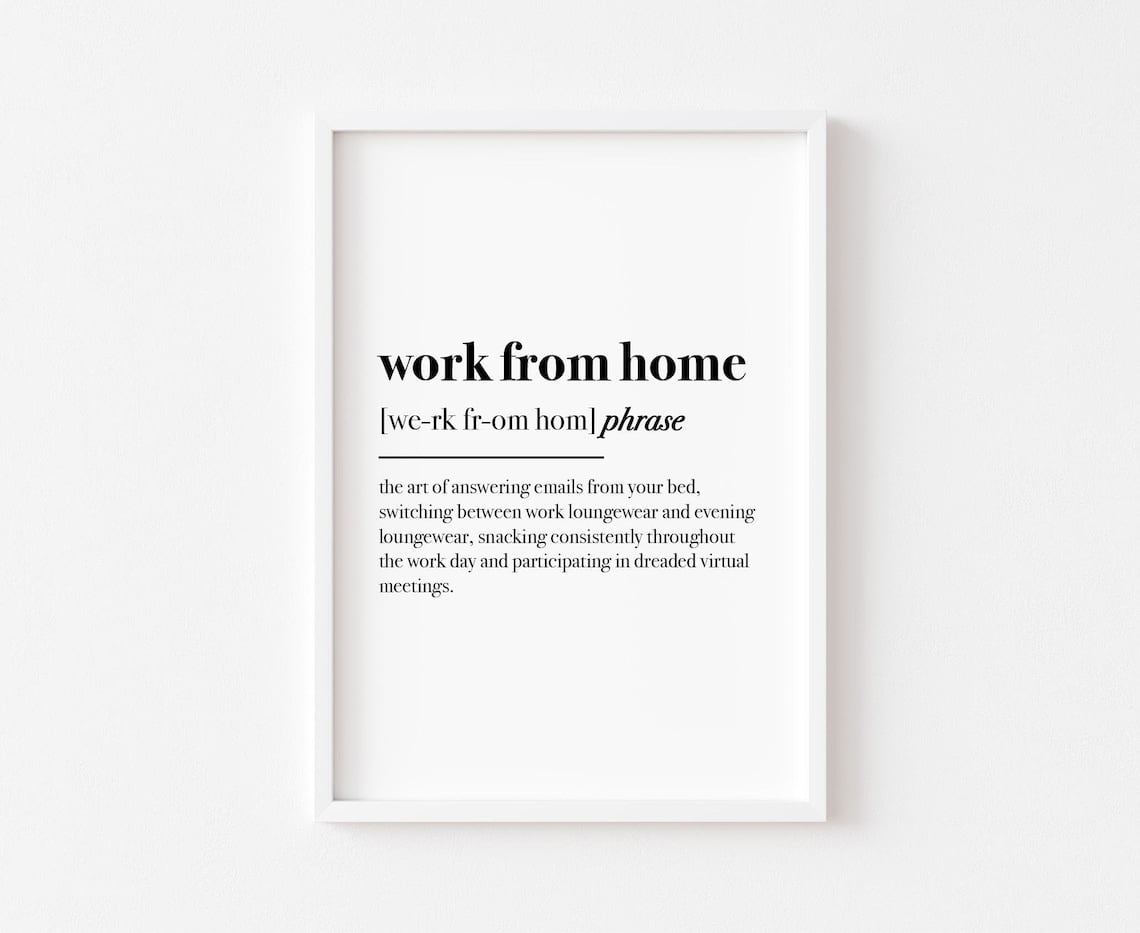 Work From Home Definition Poster, Office Poster Wall Art, Home Office ...